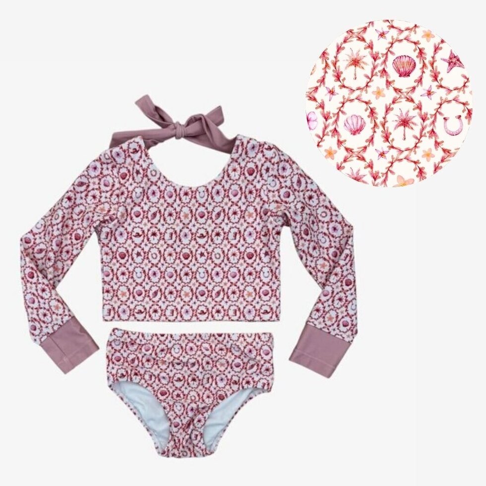 georgia rash guard two piece || cowgirl coral – Velvet Fawn